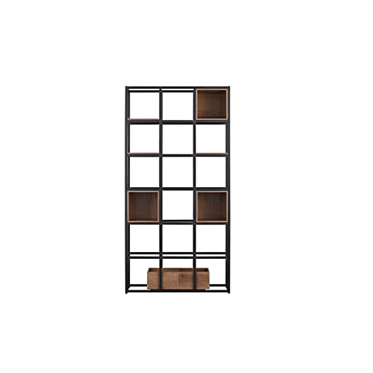 SAtcop Sleek Black Bookshelf Featuring MDF Screen Design and Steel Handles, Size: 35.43''x69.88'' for Home & Office