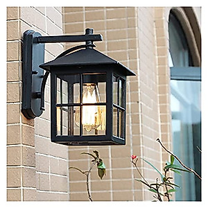 TAMSOI Outdoor Wall Lantern Black Matte Finish, Waterproof Exterior Wall Light Wall Mounted Sconce Lighting Fixture with Clear Shade Industrial Antique for Entryway Front Door Garage