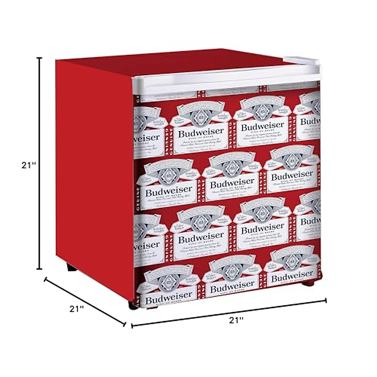 CURTIS FR103BUD Budweiser, Mini Fridge with Freezer - 1.6 Cu Ft Compact Small Beverage Drinks Refrigerator with Reversible Doors - Perfect for Office, Home, Dorm, or Games Room