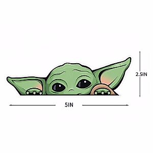 2 Pack - Peeking Baby Yoda Vinyl Decal Sticker for Cars | Trucks | Vans | SUVs | Walls | Windows | Laptops | Notebooks | Cups | Bottles | Size: 5" x 2.5" | H&S