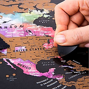 Scratch Off Travel Map + BONUS Europe Map | Premium World Map Scratch Off Poster in Nebula Watercolor | Travel Scratch Off Map with Accessories Kit and Travel Map Gift Tube