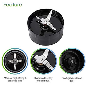 URSUMER Replacement Parts for Magic Bullet - 250W Magic Bullet Blade 2 PACK with 4 Rubber Gaskets, Replacement Magic Bullet Accessories for Model MB1001