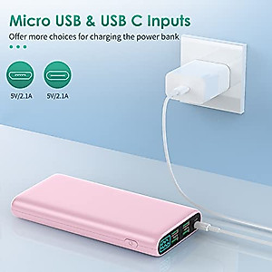 Portable Charger 38800mAh,LCD Display Power Bank,4 USB Outputs Battery Pack Backup, Dual Input USB-C in&out Phone Charging Compatible with iPhone 15/14/13 Pro Max/12,Android Samsung Galaxy/Pixel-Pink