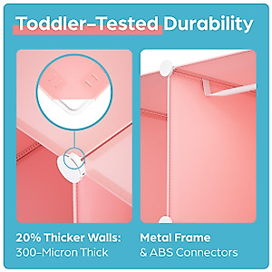 CUBEDIY Baby Closet Organizer for Nursery: Durable Baby Wardrobe for Closet - Customizable Baby Armoire - Baby Dresser Closet Shelves - Waterproof Shelf Clothes Organizer w/Wall Fixation (Pink)