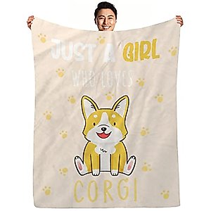 Corgi Blanket Gifts, 40"x50" Soft Fleece Corgi Throw Blanket for Corgi Lovers, Lightweight, Soft, Cozy, Warm Corgi Theme Gifts for Bed Couch
