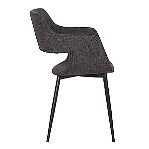Armen Living Ariana Mid-Century Fabric Dining Room Accent Chair, 18" Height, Charcoal