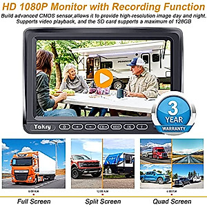 Yakry RV Backup Camera Wireless HD 1080P with 7 Inch Touch Key DVR Monitor for RVs,Campers,Trailers,Trucks Adapter For Furrion-Pre-wired RVs High-Speed Rear View Observation IR Night Vision Y27
