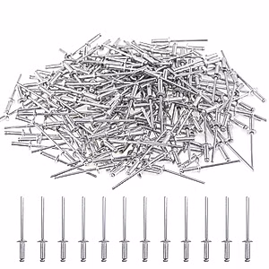 Glarks 200Pcs 1/8" x 3/8" Aluminum Body Steel Mandrel Dome Head Blind Rivets Set for Sheet Metal, Automotive, Railway, and Duct Work