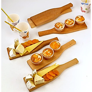 WOODLA Individual Charcuterie Cheese Serving Boards Set of 6 Pcs, Mini Wood Cutting Board with Handle, 11x3 Inches