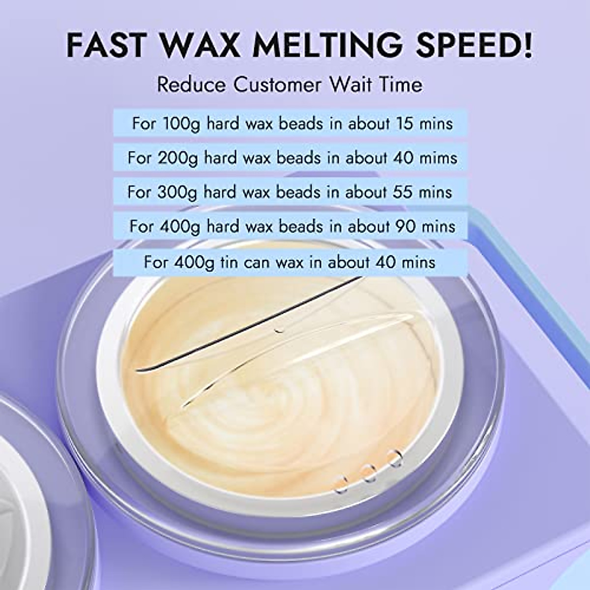 Double Wax Warmer for Hair Removal 14oz Wax Pot Warmer Professional with Anti-scalding design see-through lid Dual Waxing Pot Machine Faster Wax Melting for Large Area Waxing