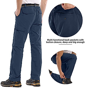 Hiking Pants for Men Convertible Zip Off Boy Scout Quick Dry Lightweight Cargo Travel Safari Pants (6088 Blue 34)
