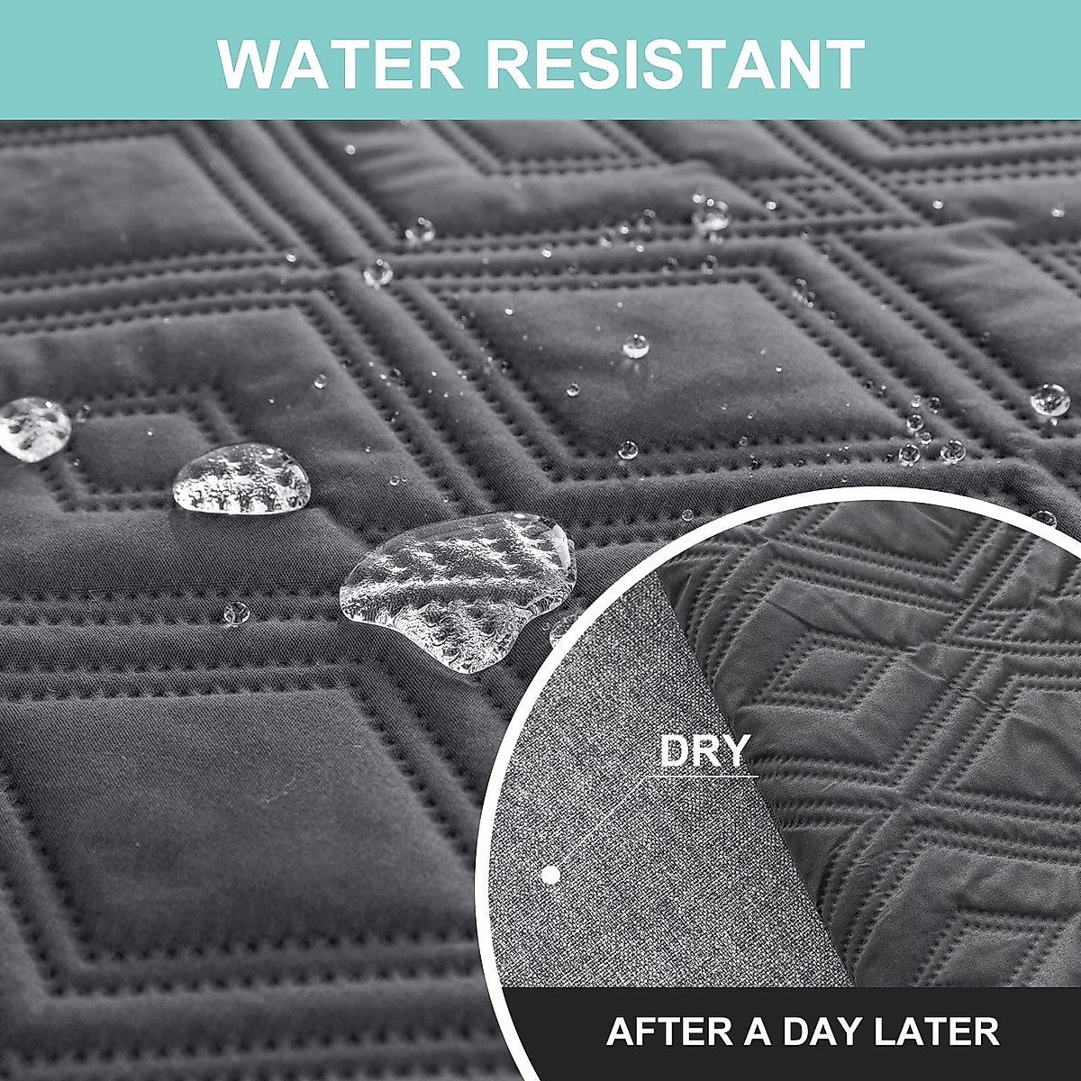 Genina Sectional Couch Covers for Dogs L Shaped Sofa Covers Chaise Lounge Cover Reversible Couch Covers for Sectional Sofa L Shape Furniture Protectors Cover for Pets, Kids (Dark Gray, Small)