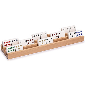 Yellow Mountain Imports Premium Beechwood Domino Racks/Trays (10-Inch) - Set of 4 - Domino Holders for Mexican Train, Chickenfoot and Other Domino Games