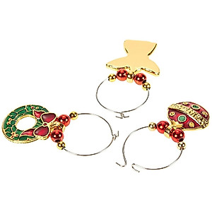 Juvale 12 Piece Christmas Wine Glass Charms, Holiday Drink Markers Set (2 Inches)