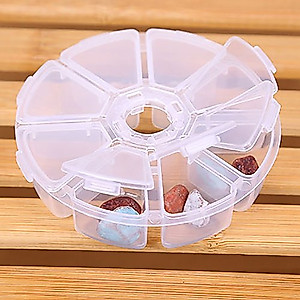 8 Grids Plastic Clear Round Storage Case Box Organizer Container Jewelry Box Sewing Box Pill Organizer Pill Box Case Diamond Storage Box Beads Organizer Case for Jewelry Beads Guitar Picks Clear