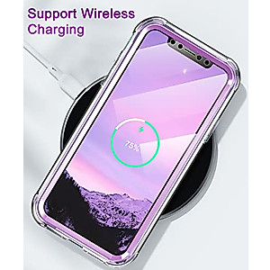 Hocase for iPhone XR Case, (with Built-in Screen Protector) Shockproof Soft TPU+Hard Plastic Rugged Slim Cute Stylish Full Body Protective Case for iPhone XR 6.1" 2018 - Watercolor Marble