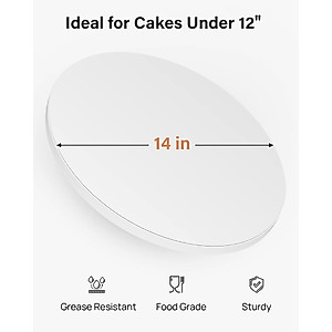 Kootek Cake Boards Drum 14 Inch Round, 1/2" Thick Cake Drums, Cake Decorating Supplies White 12 Pack Sturdy Cake Corrugated Cardboard for Multi-Layer Cakes