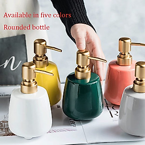 OUSIKA soap Dispenser Ceramic Soap Pump Refillable Matte Metal Pump Lotion Dispenser Non-Slip Bathroom Home Hotel 320 Ml / 10.8 Oz Soap (Color : White)