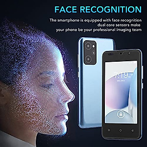 Unlocked Cell Phone, Unlocked Smartphone for Android 6, 4.66" HD Screen, 2GB 32GB, Dual SIM, Face Recognition Unlock Phone, 2MP 5MP Dual Camera, 2800mAh, Compatible with T Mobile, ATT(Light Blue)