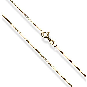 Miabella Solid 18K Gold Over 925 Sterling Silver Italian 1mm Box Chain Necklace for Women Men, Made in Italy (Length 20 Inches)