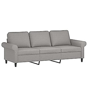 vidaXL 3-Seater Sofa Home Indoor Living Room Lounge Seating Upholstered Sofa Couch Settee Seat Sitting Chair Furniture Light Gray Fabric
