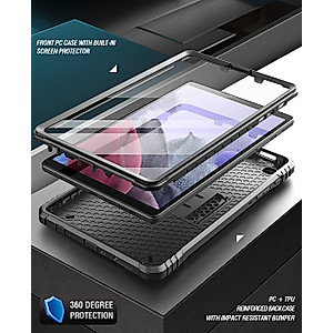 Poetic Revolution Case Designed for Galaxy Tab A7 Lite 8.7 with Screen Protector & Kickstand, Full Body Heavy Duty Rugged Shockproof Drop Protection Protective Case Cover, Black