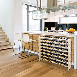 Smartxchoices Stackable Modular Wine Rack 96 Bottle Wooden Wine Storage Rack Freestanding Wine Holder Display Shelves, Wobble-Free, Solid Wood, (Eight-Tier, 96 Bottle Capacity)