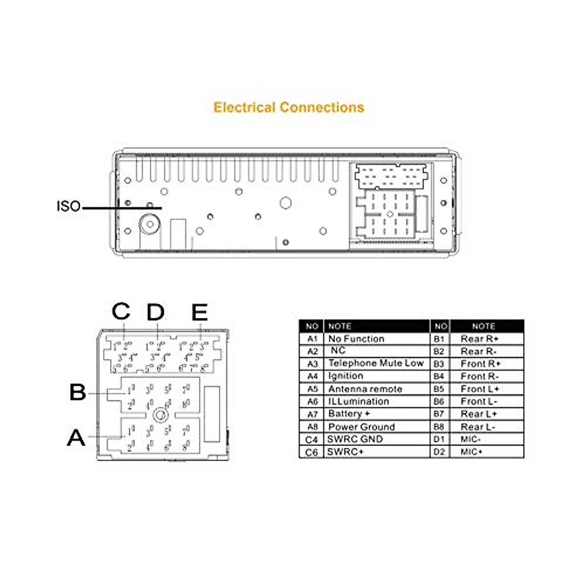 VDO Continental TR7412UB-OR European Style 12v Radio Orange Display Bluetooth (Renewed)