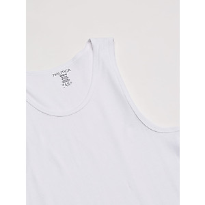 Nautica Men's 4 Pack Ribbed Cotton Tank, White, Medium