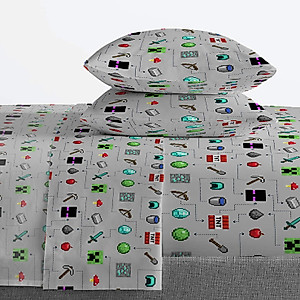 Jay Franco Minecraft Monster Hunters Full Sheet Set - 4 Piece Set Super Soft and Cozy Kid’s Bedding Features Creepers - Fade Resistant Microfiber Sheets (Official Minecraft Product)