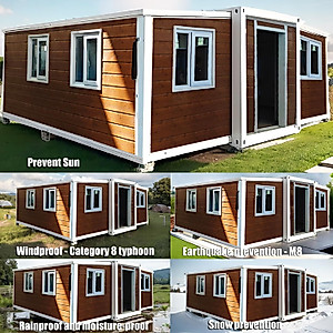 3 Bedroom 40FT Thickened Prefab home Tiny House to Live in for Adults Foldable Expandable Container Mobile Modular casa contenedor para vivir Mini Live Houses kit for sale,with Toilet Kitchen Bathroom