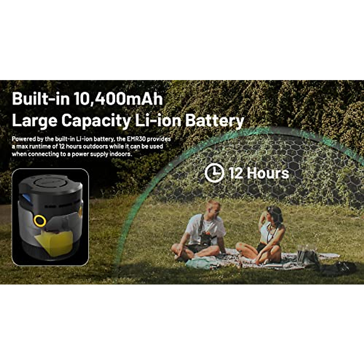 Nitecore EMR30 Portable Mosquito Repeller for Outdoor, 20 ft Protection Zone, Rechargeable Ultrasonic with 10 Repellent Mat and Nitecore Sticker