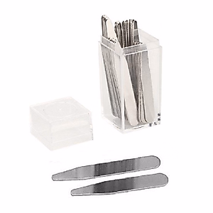 20 Metal Collar Stays 2.2" For Men Shirts In Clear Plastic Box