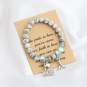 FUSTMW Hockey Charm Bracelet Ice Hockey Players Inspirational Gift Hockey Jewelry Gifts for Her (Hockey Charm Bracelet)
