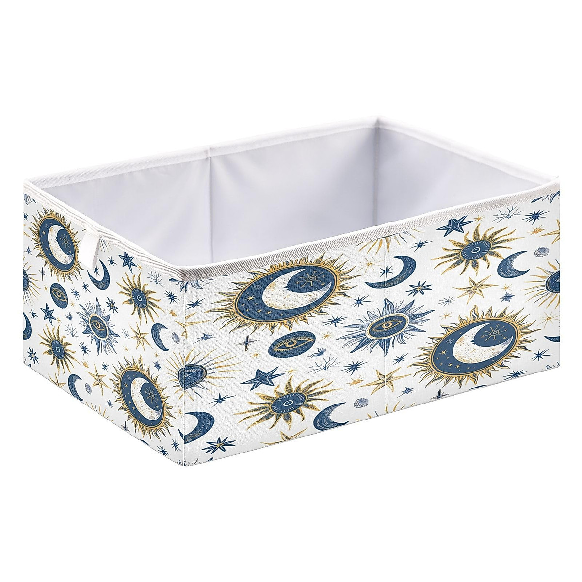 Bulletgxll Moon and Stars Cube Storage Bins 15.75x10.63x6.96 inch Collapsible Fabric Storage Baskets , Large Clothes Organizer Box for Bedroom, Living Room, Study Room