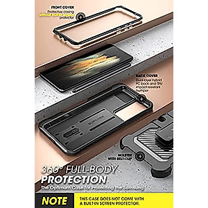 SUPCASE UB Pro Series Case for Samsung Galaxy S21 Ultra 5G(2021 Release) Without Built-in Screen Protector, Full-Body Dual Layer Rugged Holster & Kickstand Case with S Pen Slot (Black)