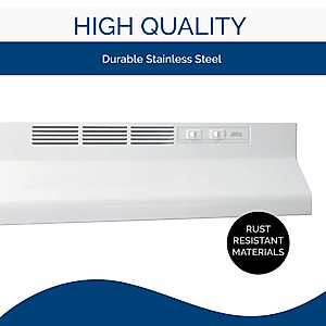 Broan-NuTone BUEZ121WW Ductless Under-Cabinet White Range Hood Insert with Lights, 21-Inch