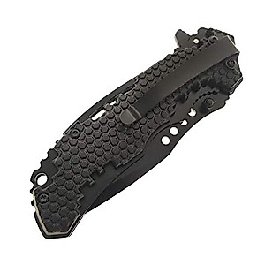 P.S. 8 1/4" Overall ABS Hex Pattern Drop Point EDC Pocket Knife w/Belt Clip