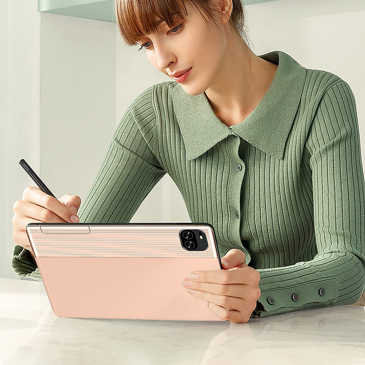 Upgraded 10.1 Inch Ultra-Thin HD Tablet 2+16g WiFi Bluetooth Android 10-Core Voice 3800mah Battery Call Game Tablet Supports Sim Communication, Front and Rear Dual Cameras (Gold)