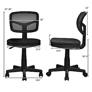 NJSV Armless Office Chair Adjustable Swivel Computer Mesh Desk Chair Black Gaming Chair Office Chair Desk Chair Computer Chair Home Office Desk Chairs Gamer Chair Office Chairs