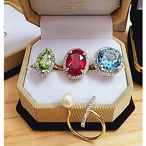 Galaxy Gold GG 7.93 ct 14k Solid Gold Ring Oval-Shaped Ruby Diamonds - Size 5