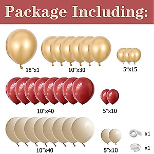 Burgundy Balloon Garland Arch Kit 146Pcs Burgundy and Sand White Metallic Gold Balloons for Maroon Wedding Valentines Day Baby Shower Birthday Party Decorations