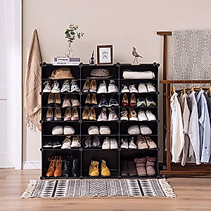 YOUDENOVA Portable Shoe Rack Organizer, 48-Pair Tower Shelf Storage Cabinets, Plastic Shoe Organizer for Entryway, Expandable for Heels,Boots,Slippers