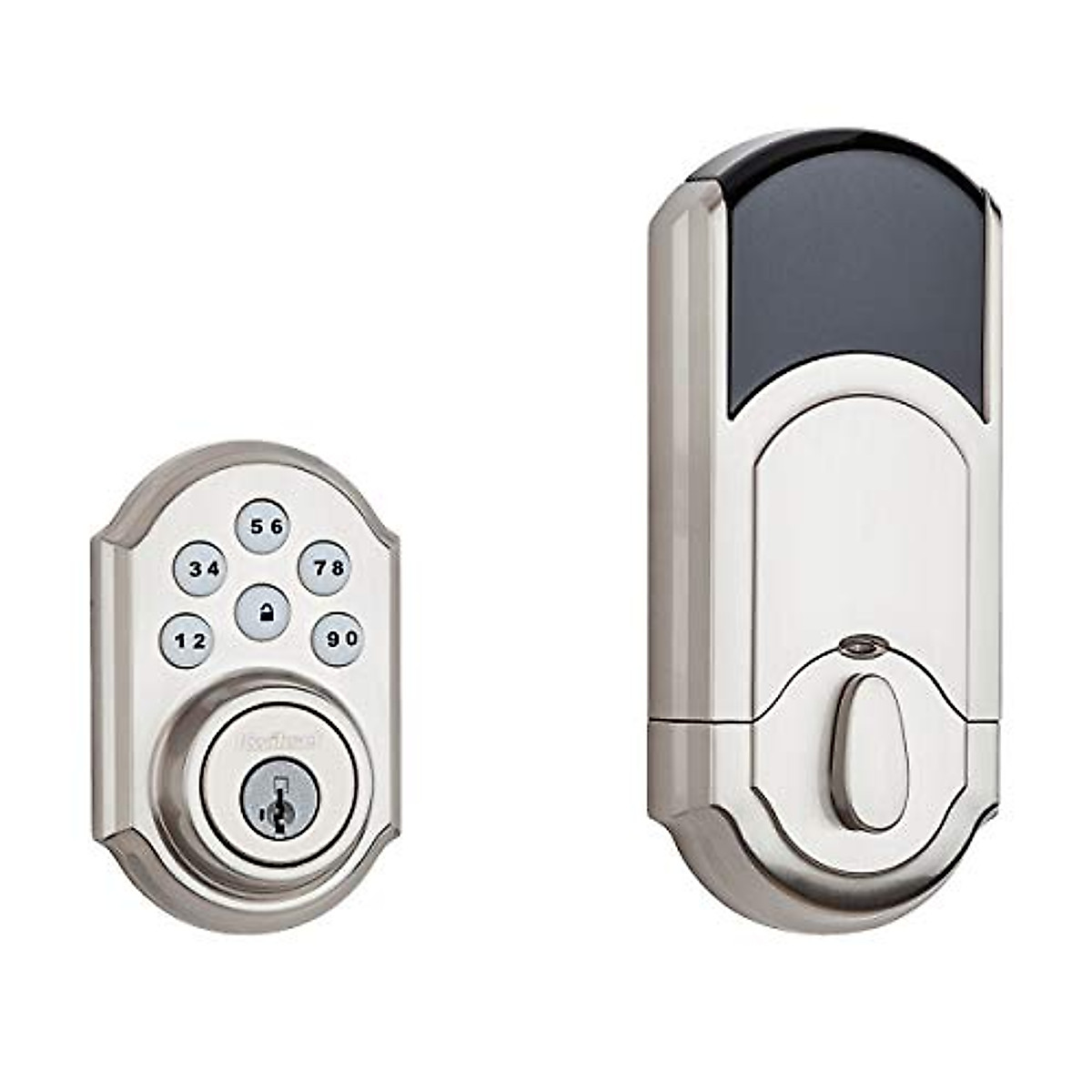 Kwikset 99100-078 SmartCode 910 Traditional Smart Keypad Electronic Deadbolt Door Lock with SmartKey Security and Z-Wave Plus, Satin Nickel