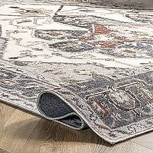 nuLOOM Mali Machine Washable Traditional Medallion Accent Rug, 2' x 3', Ivory