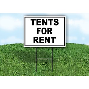 TENTS FOR RENT BLACK BORDER - Double Sided Yard Sign ROAD SIGN with Stand