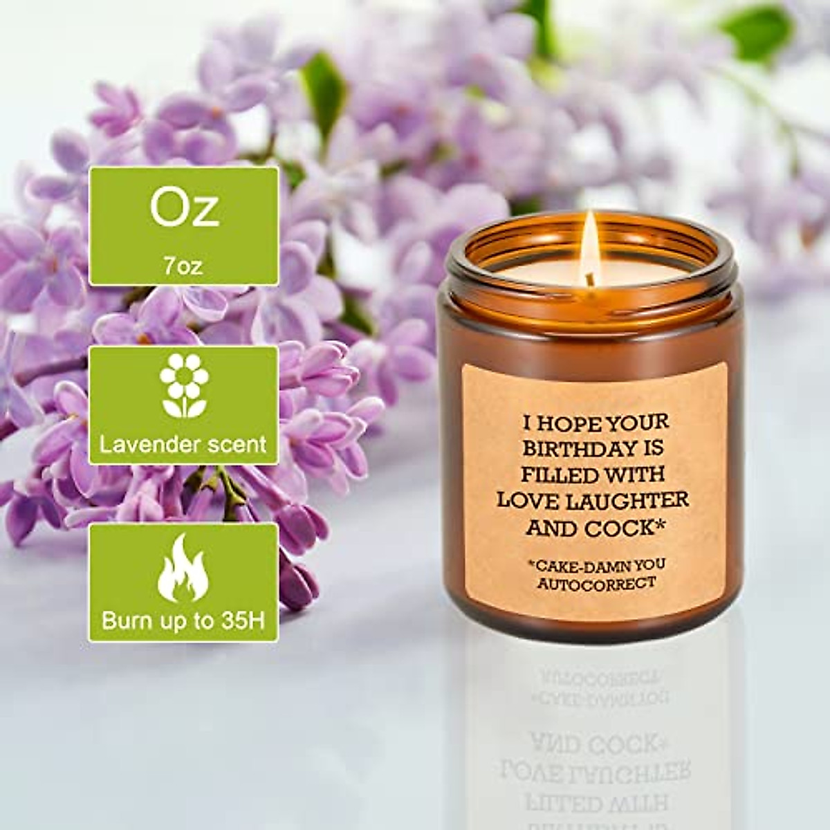 Lavender Scented Soy Candles - Funny Birthday Gifts for Women - Humorous Birthday Gifts for Her, Friends Female, Girlfriend, BFF, Bestie - Bday Gifts for Women(7oz)