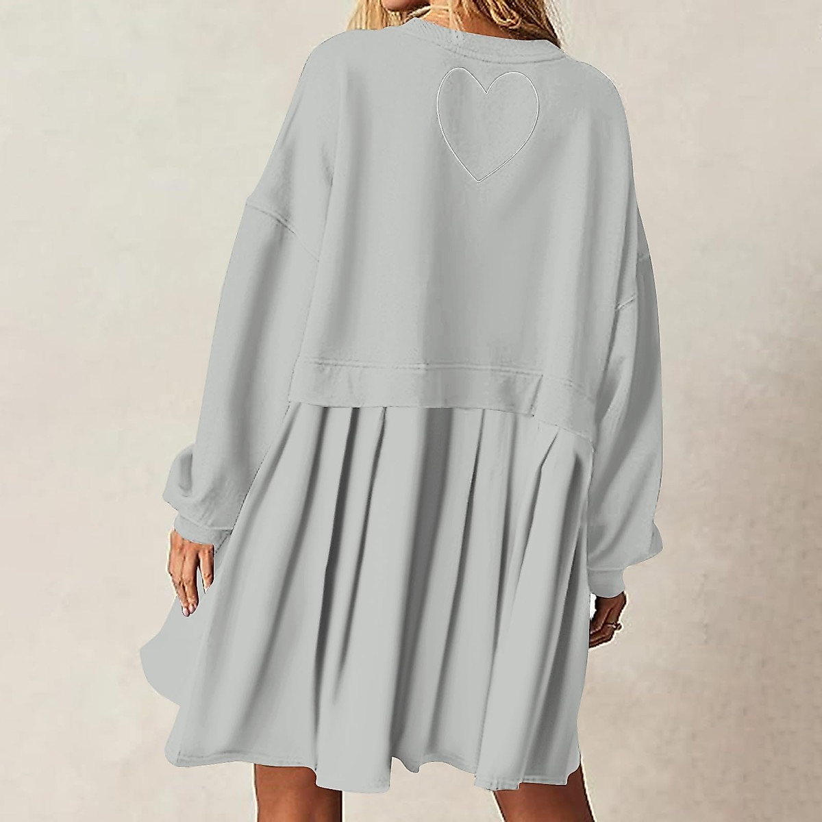 Women's Casual Dresses Chiffon Pocket Crew Neck Sweatshirt Dress Plaid Casual Kawaii Jean Dress Hawaiin Off Shoulder Dress 02 Gray Large