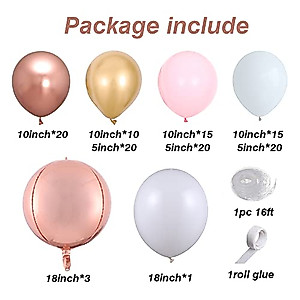 126pcs Pink Rose Gold White Balloons Garland Arch Kit,with 18inch 4D Rose Gold Foil balloon Set,for Girl Princess Birthday Party Wedding Bridal Shower Anniversary Baby Shower Background Decoration