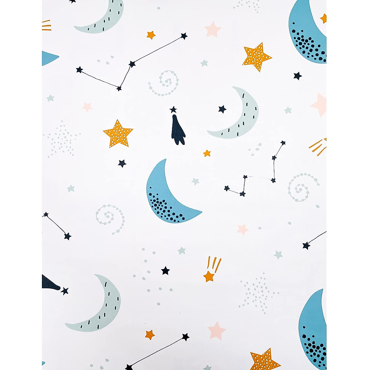 Yifasy Drawer Shelf Liner Moon Stars Self-Adhesive Furniture Inner Lining Paper Sheet Removable Kids Wallpaper Roll 118x18 Inch